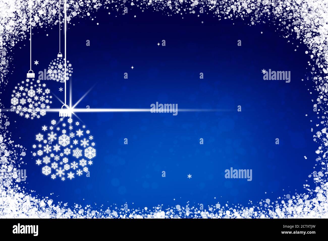 Christmas snowflake balls , Season december, frame blue background ...