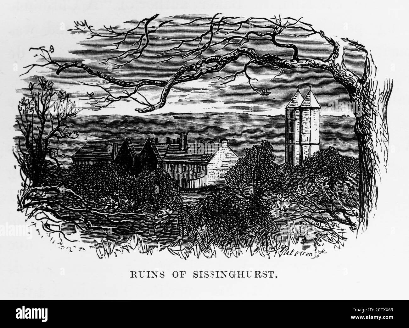 Sissinghurst Village, in Kent, England Victorian Engraving, Circa 1840 ...