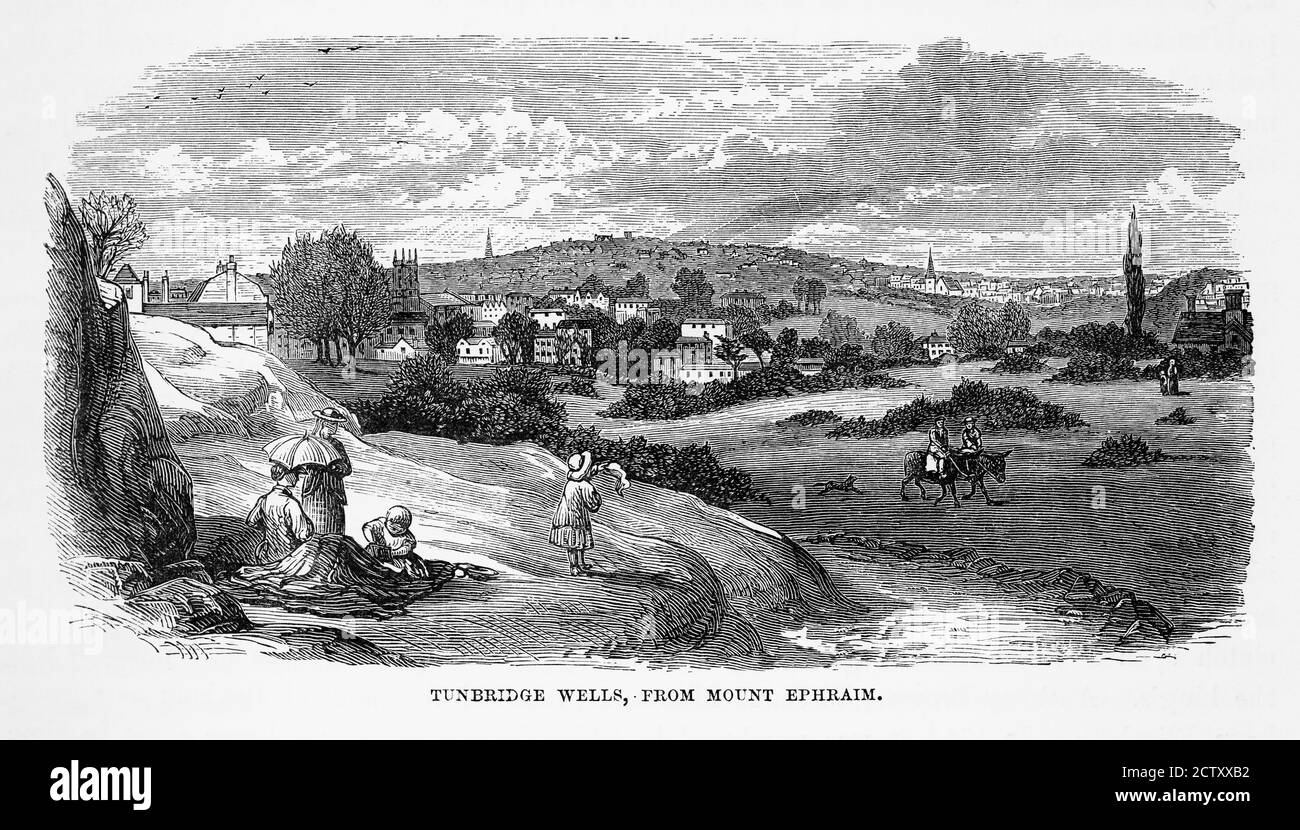 Tonbridge Wells, in Kent, England Victorian Engraving, Circa 1840 Stock ...
