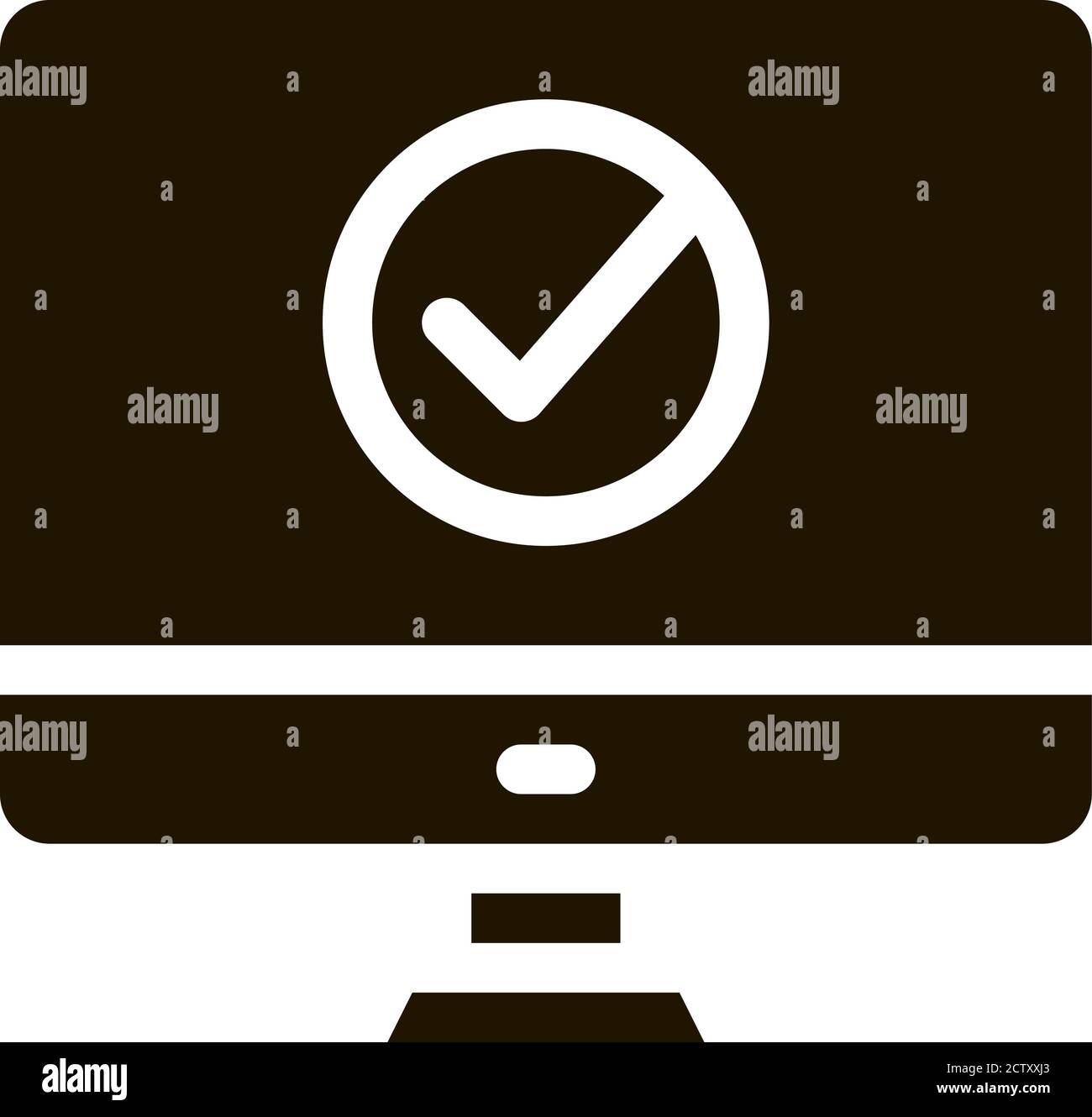 Computer Monitor And Approved Mark glyph icon Stock Vector Image & Art ...