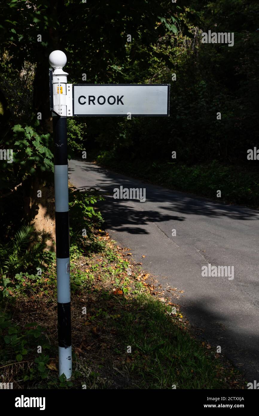 Unusual road sign to Crook village in the Lake District, Cumbria, UK on ...