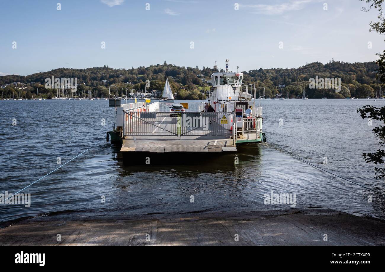 Bowness - Windemere car and passenger Ferry coming into dock at Jetty ...