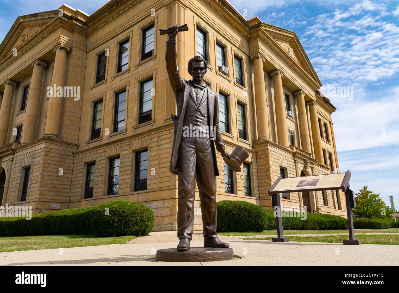 Statue of Abraham Lincoln at the Logan County Courthouse. Lincoln ...