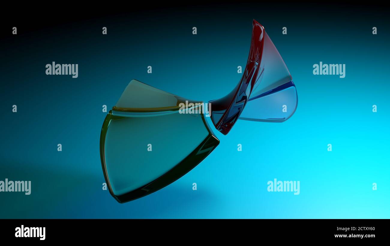 Abstract blue background with flexible semi transparent colored plastic ...