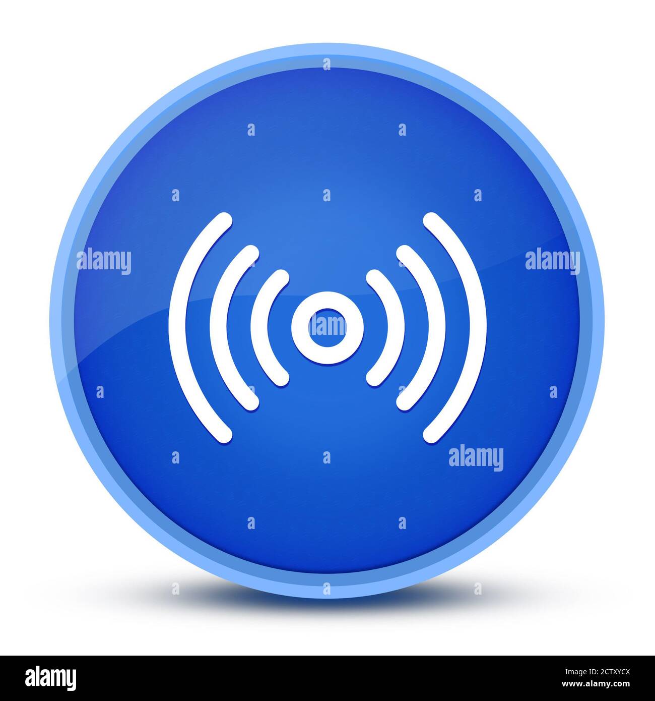 Network signal luxurious glossy blue round button abstract illustration ...