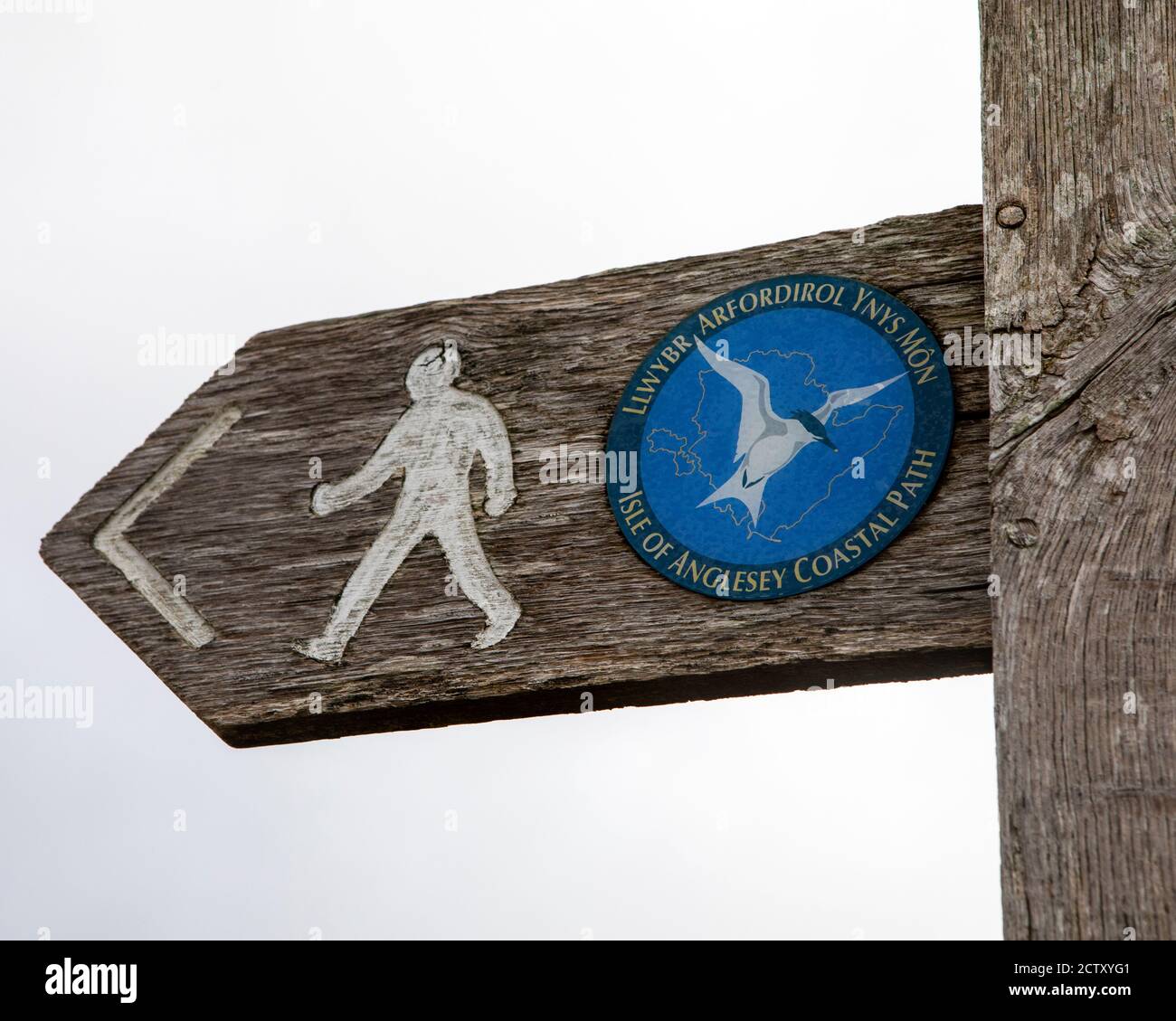 A sign pointing people to the direction of the Isle of Anglesey Coastal ...