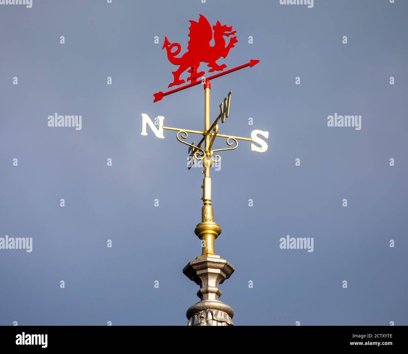 A red Dragon weather vane located on the Llandudno Pier, in the ...