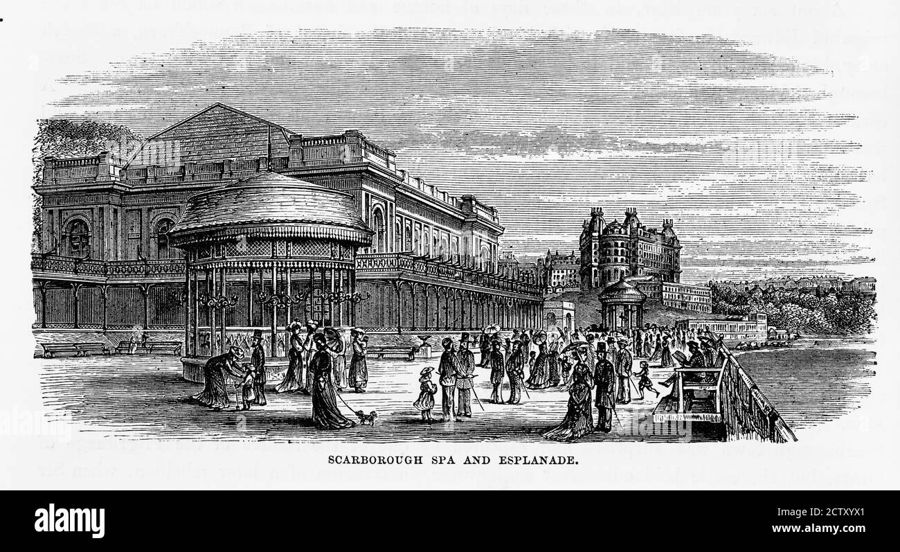 Scarborough Spa and Esplanade in Yorkshire, England Victorian Engraving ...