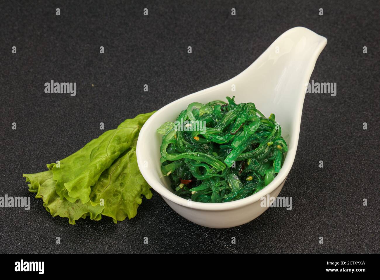 Green Chuka Seaweed Salad Isolated on White Background Top View. Wakame ...
