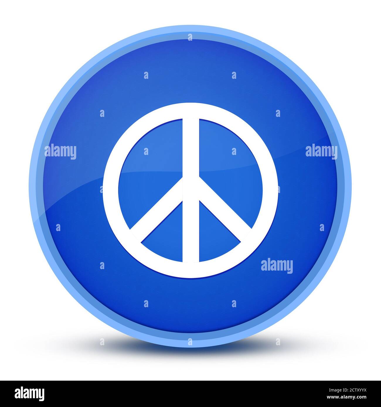 Peace sign luxurious glossy blue round button abstract illustration ...