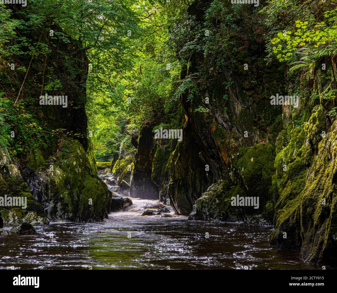 A view of the stunning Fairy Glen in the village of Betws-y-Coed in ...