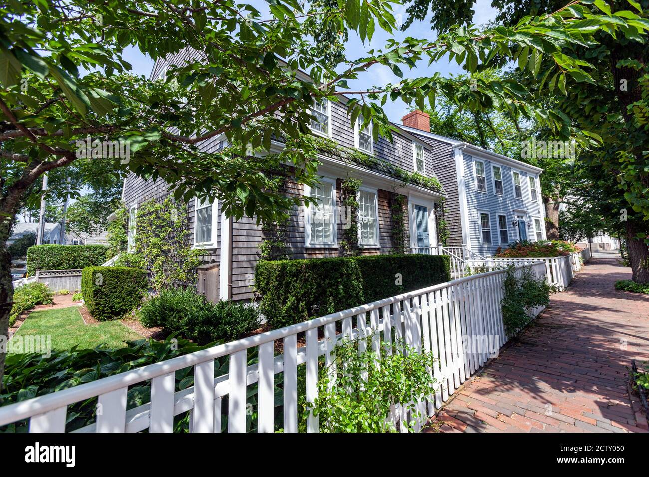 Main Street in historic downtown Nantucket, Nantucket island ...