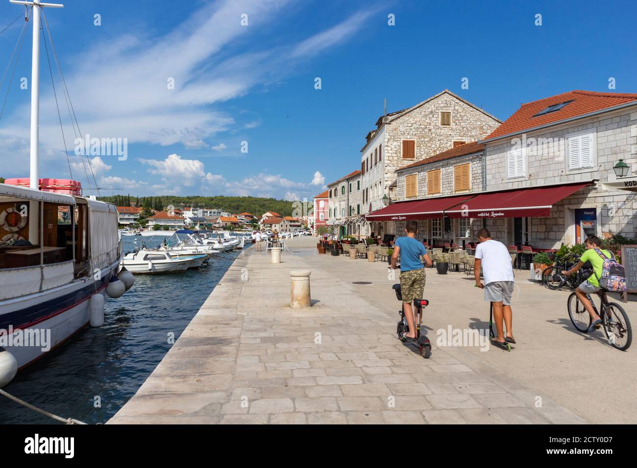 Stari Grad/ Croatia-August 7th, 2020: Boys enjoying bike ride at Stari ...