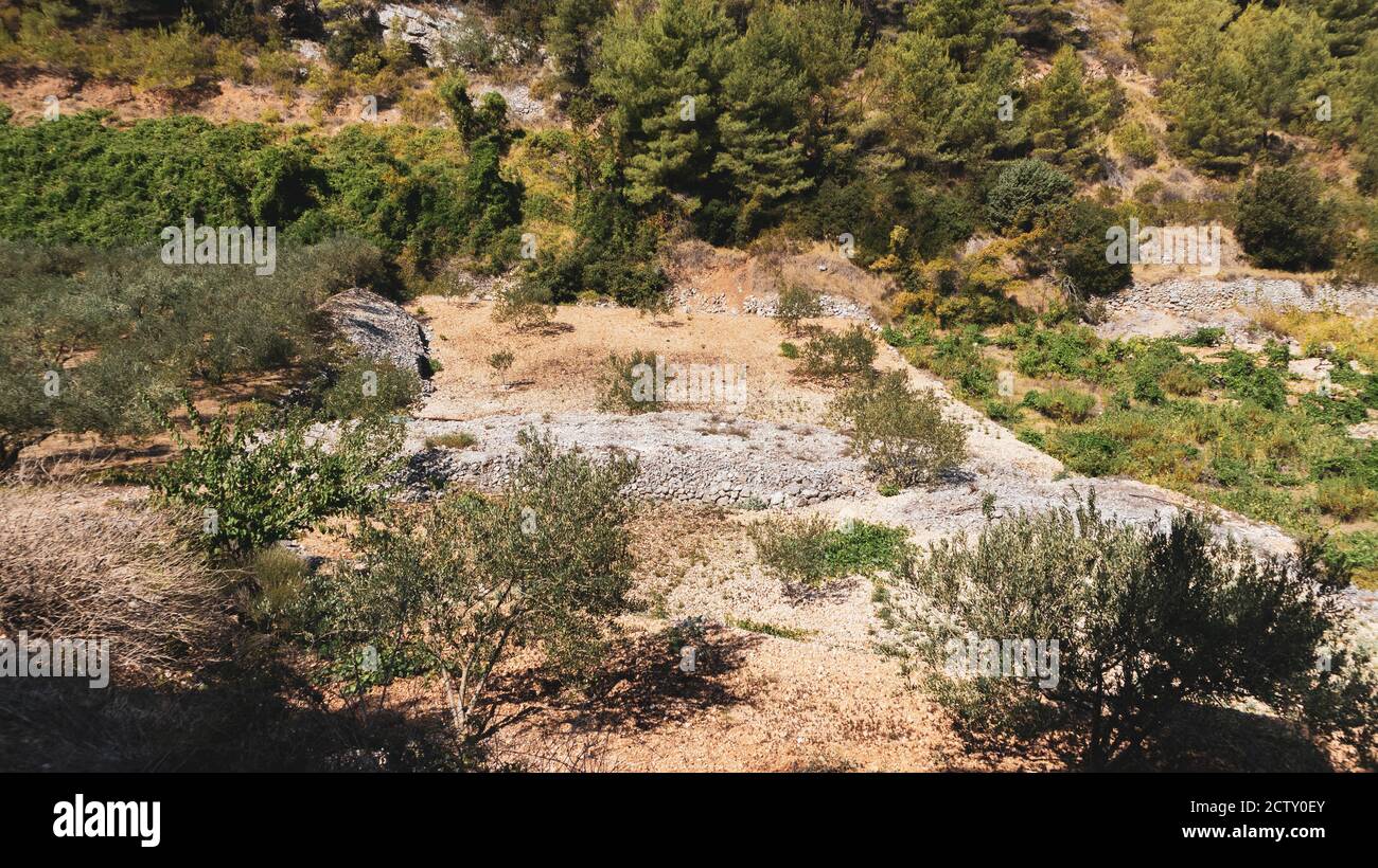 Traditional agricultural land plots on Hvar island, characteristic ...