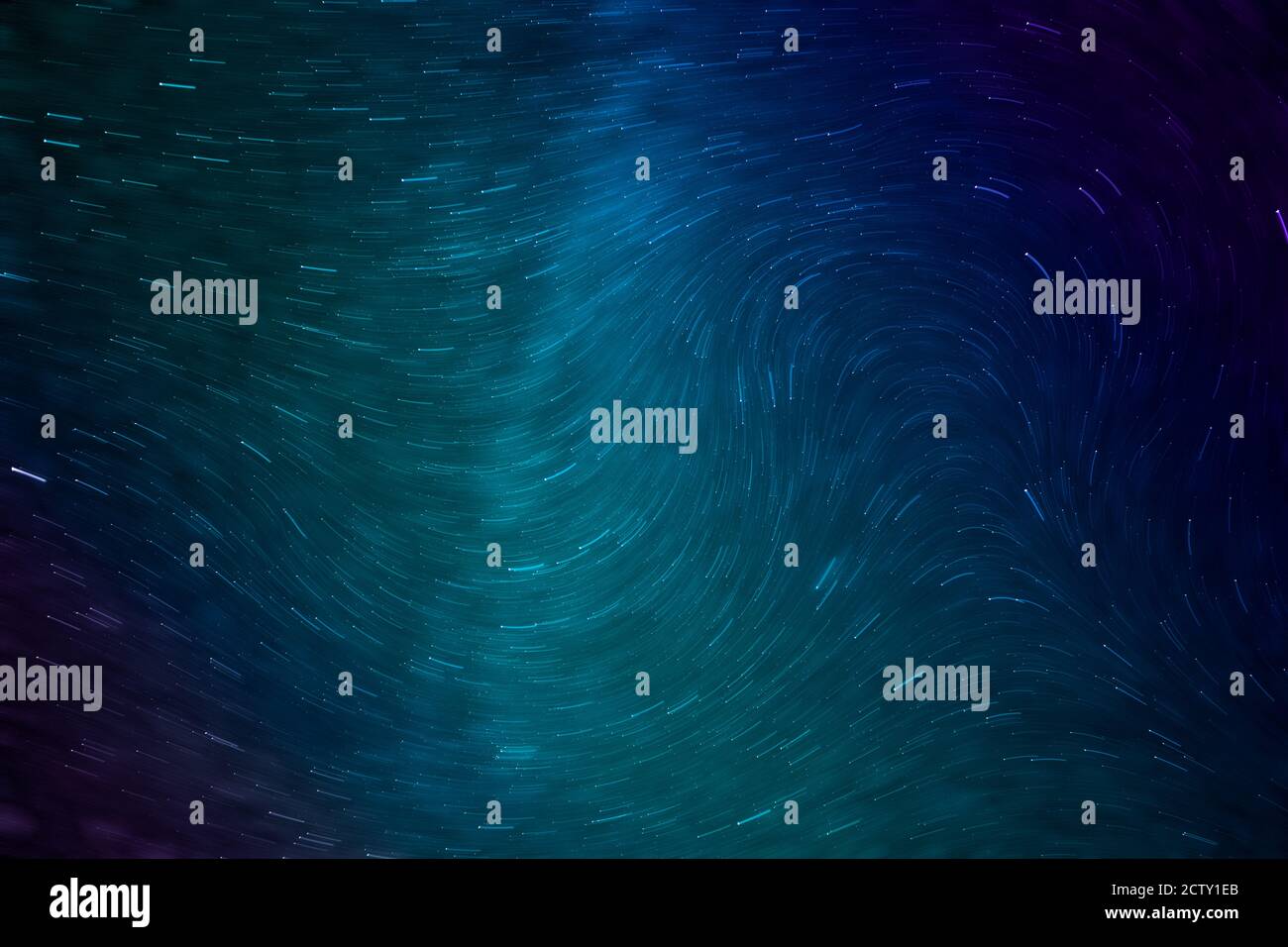 Stars and space of Milky way with waves motion blur in aqua blue colors ...