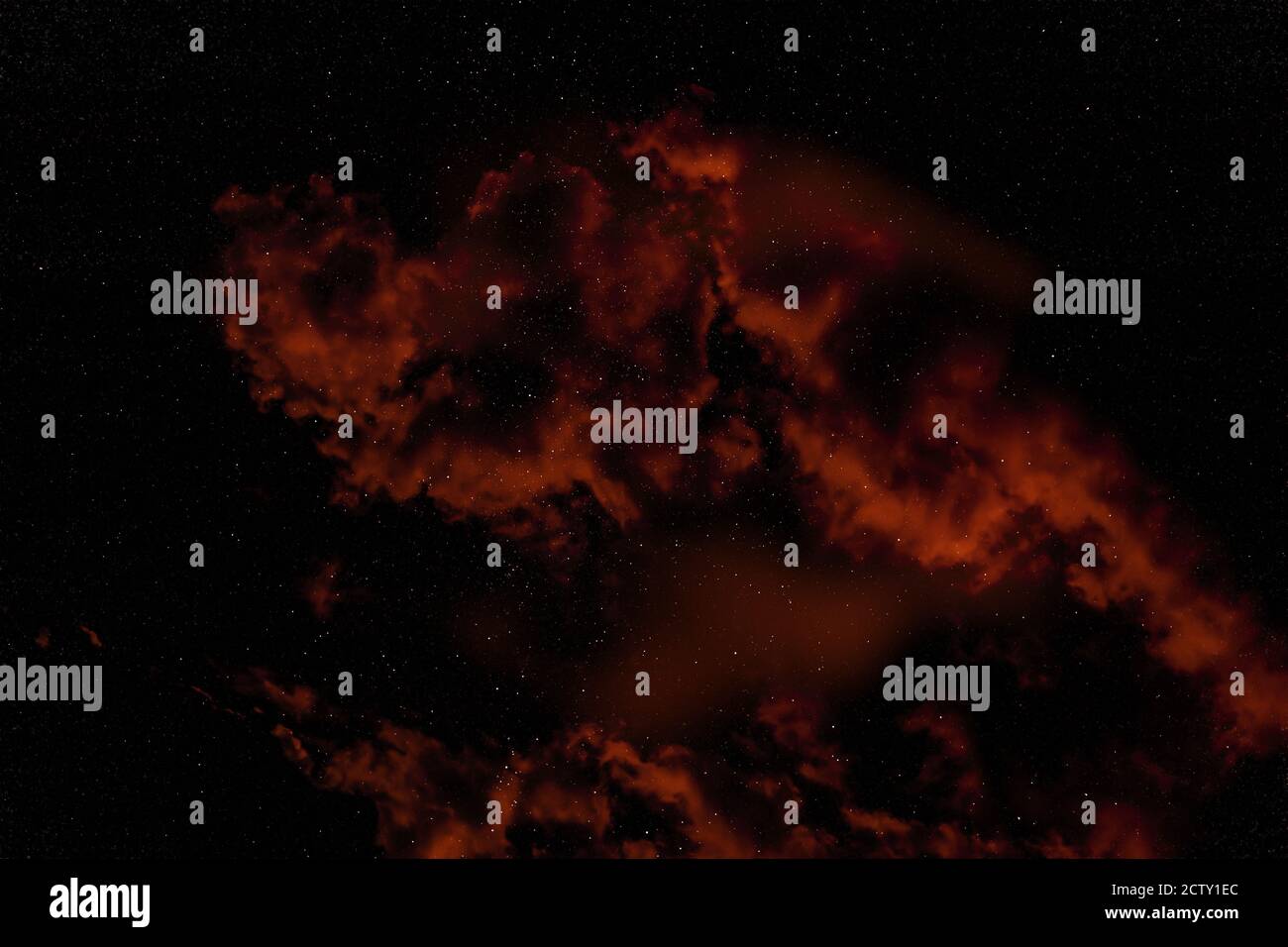 Night sky with stars and clouds in red color. Astro photo on summer ...