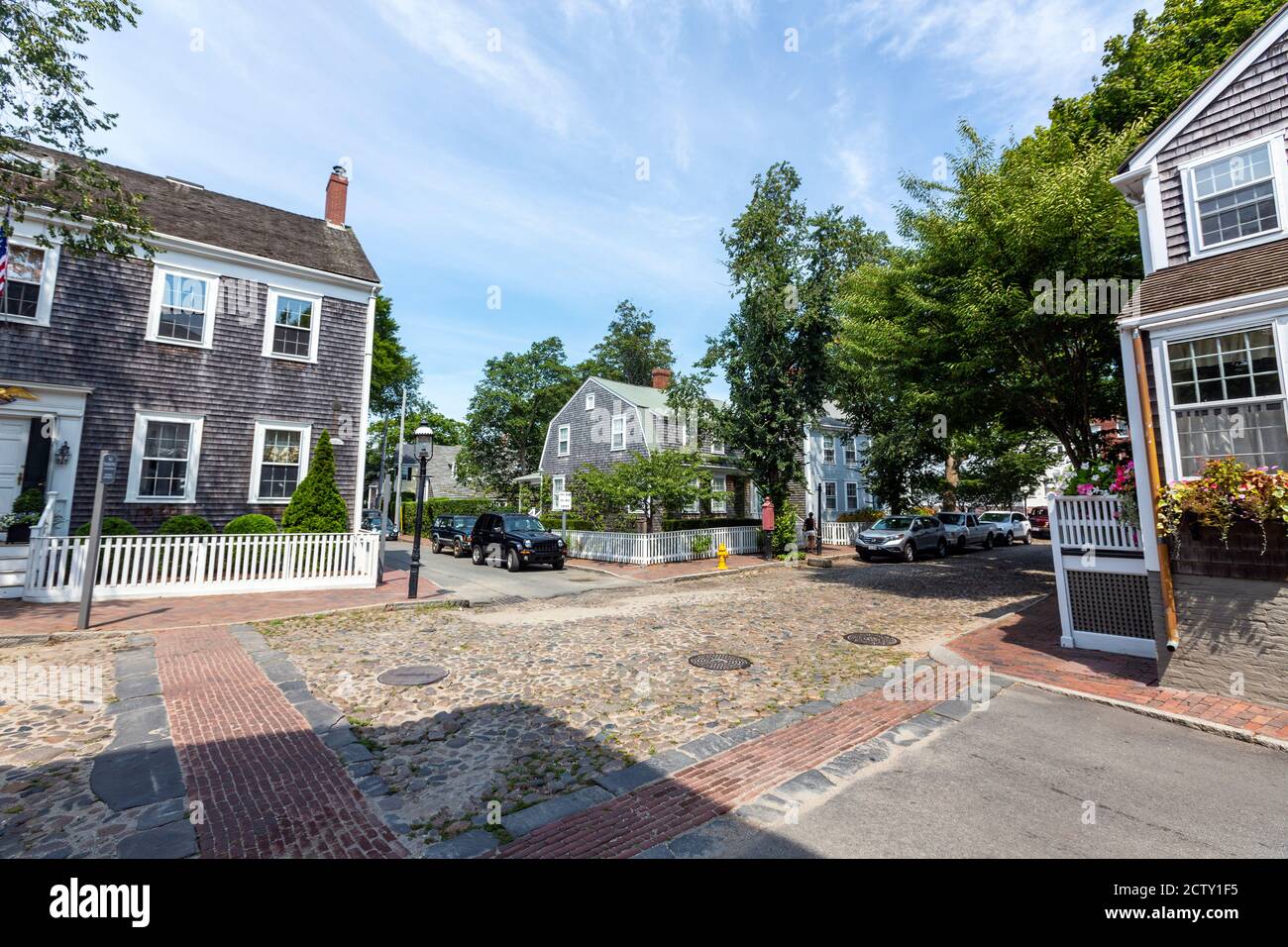 Main Street in historic downtown Nantucket, Nantucket island ...