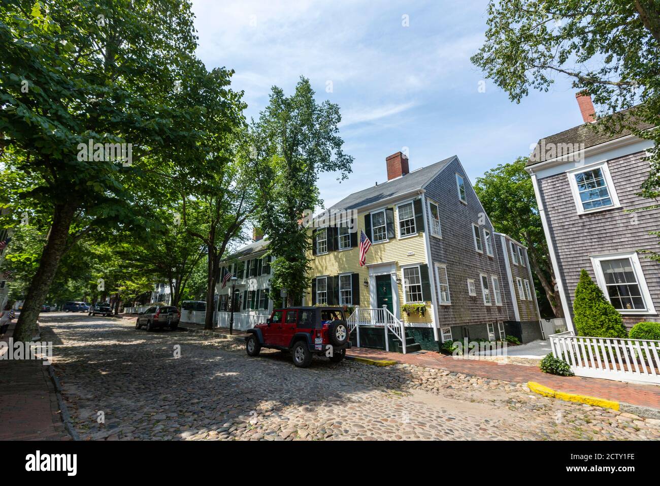 Main Street in historic downtown Nantucket, Nantucket island ...