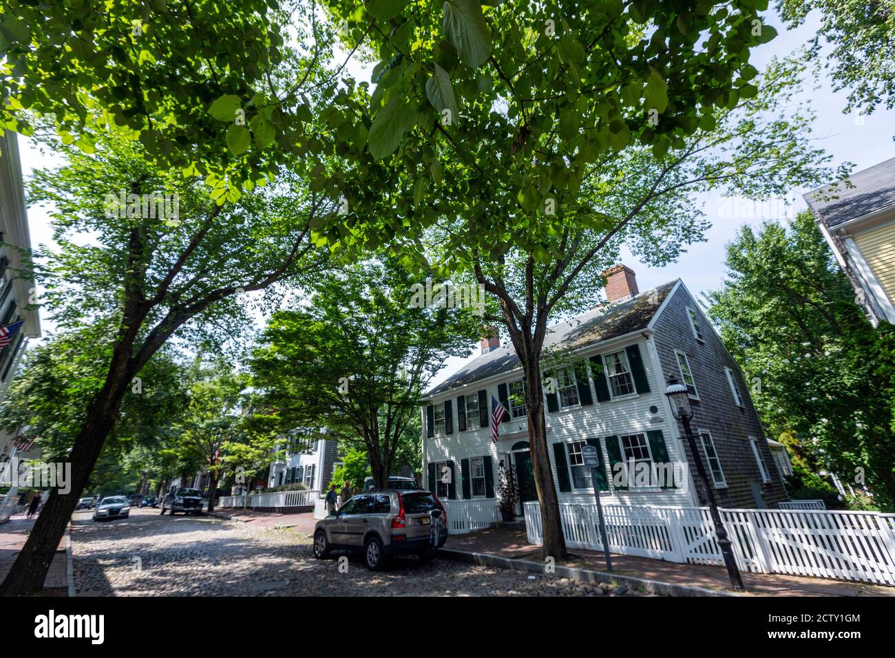 Main Street in historic downtown Nantucket, Nantucket island ...