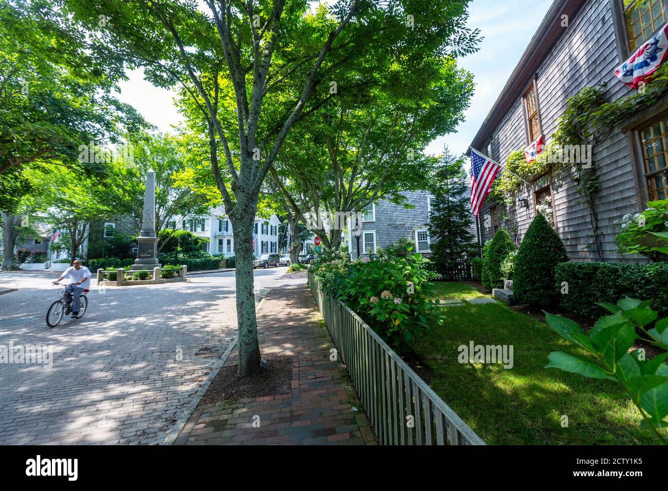 Main Street in historic downtown Nantucket, Nantucket island ...