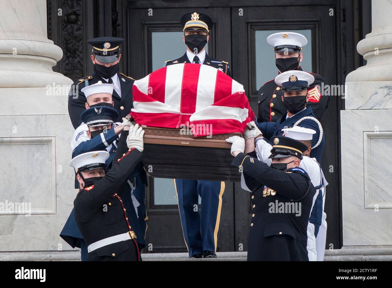 The casket carrying Supreme Court Justice Ruth Bader Ginsburg departs ...