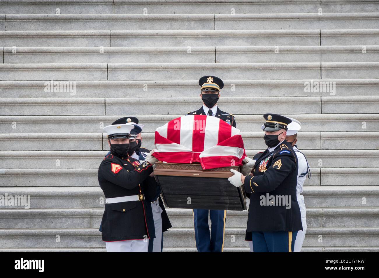 The casket carrying Supreme Court Justice Ruth Bader Ginsburg departs ...