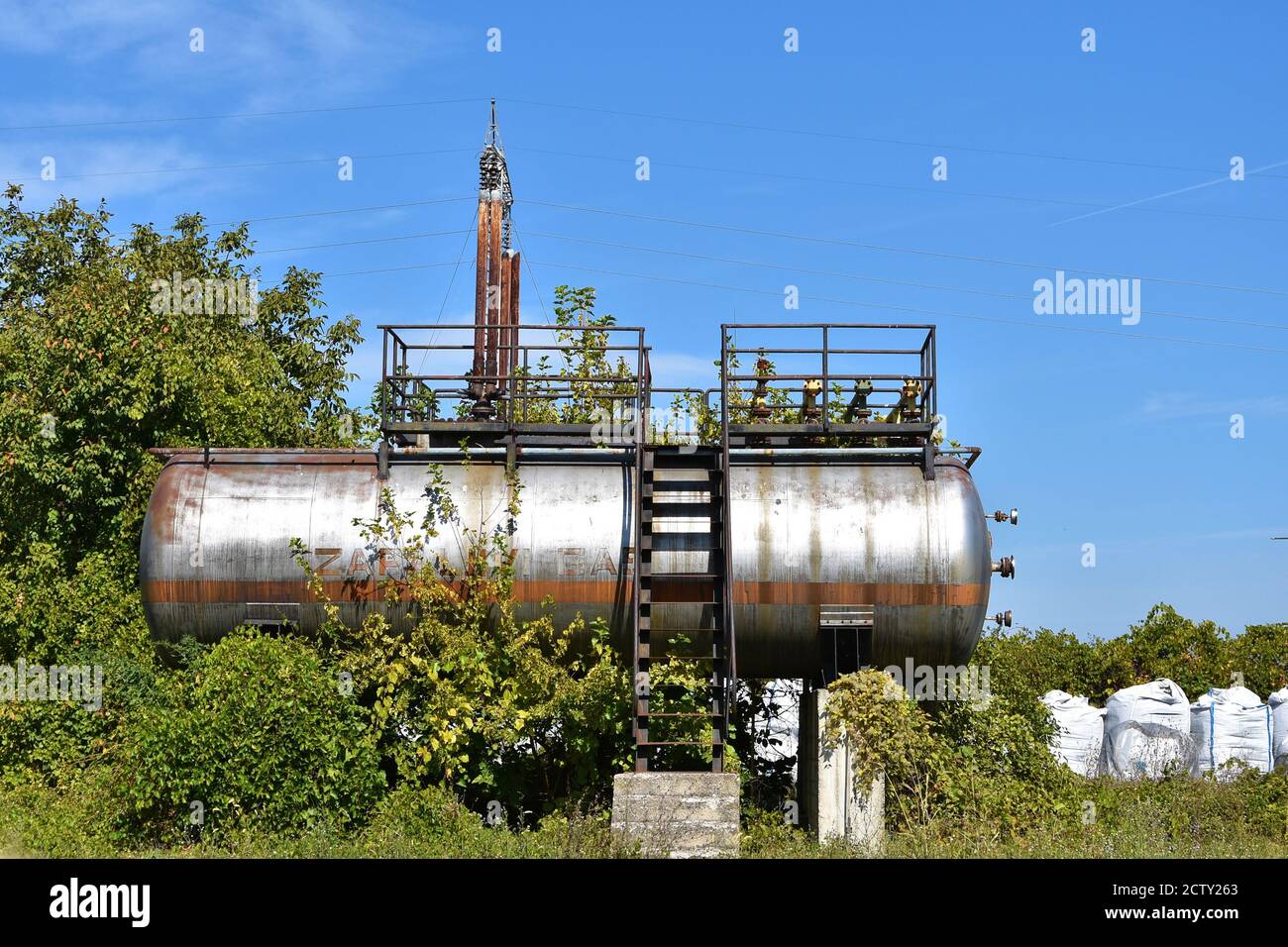 Metal tank used for storing diesel fuel Stock Photo - Alamy
