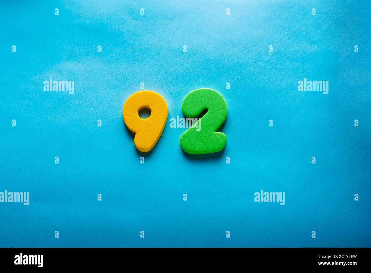 92 years old celebrating classic logo. Colored happy anniversary ninety ...