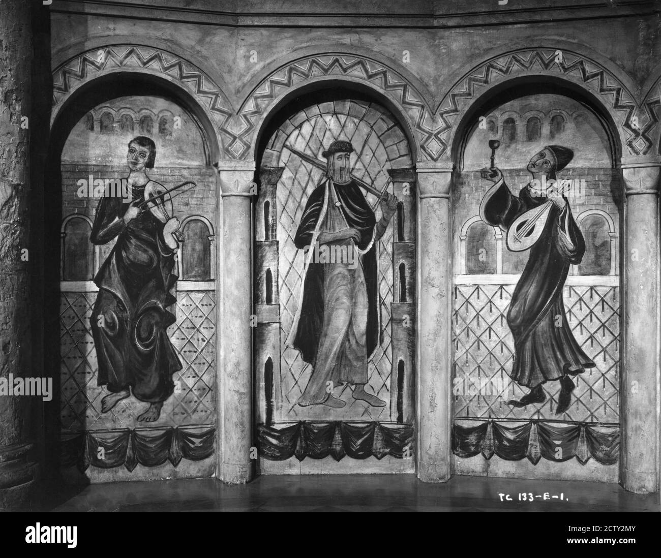 Frescoes designed by ROGER FURSE for the walls of the Royal Apartment ...