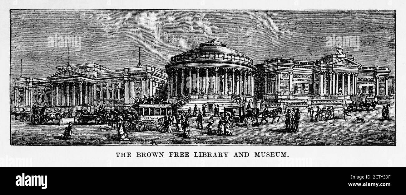 Brown Library, Liverpool, England Victorian Engraving, 1840 Stock Photo ...