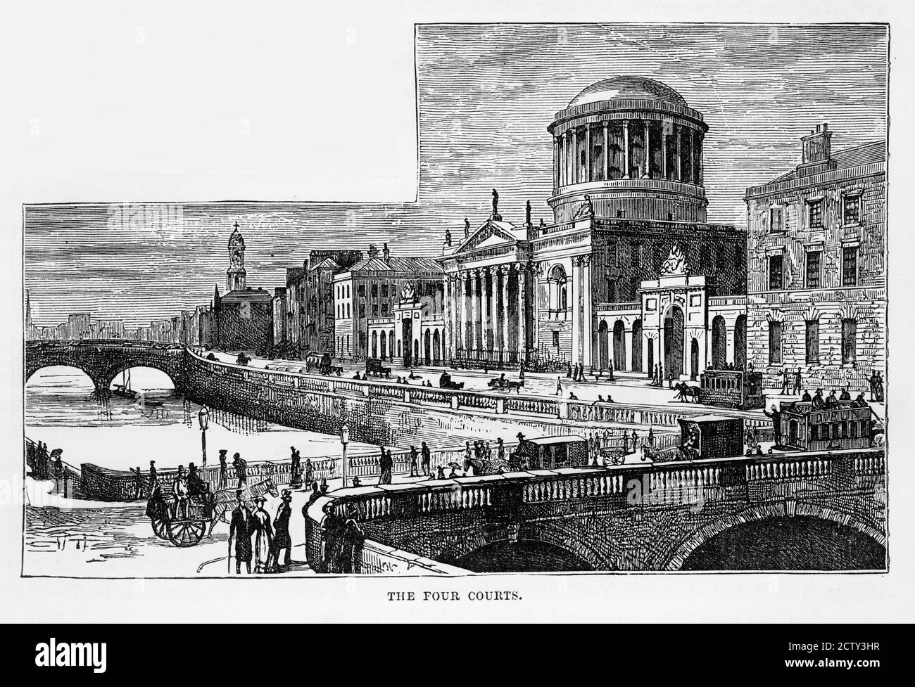 Four Courts in Dublin, Ireland Victorian Engraving, 1840 Stock Photo ...