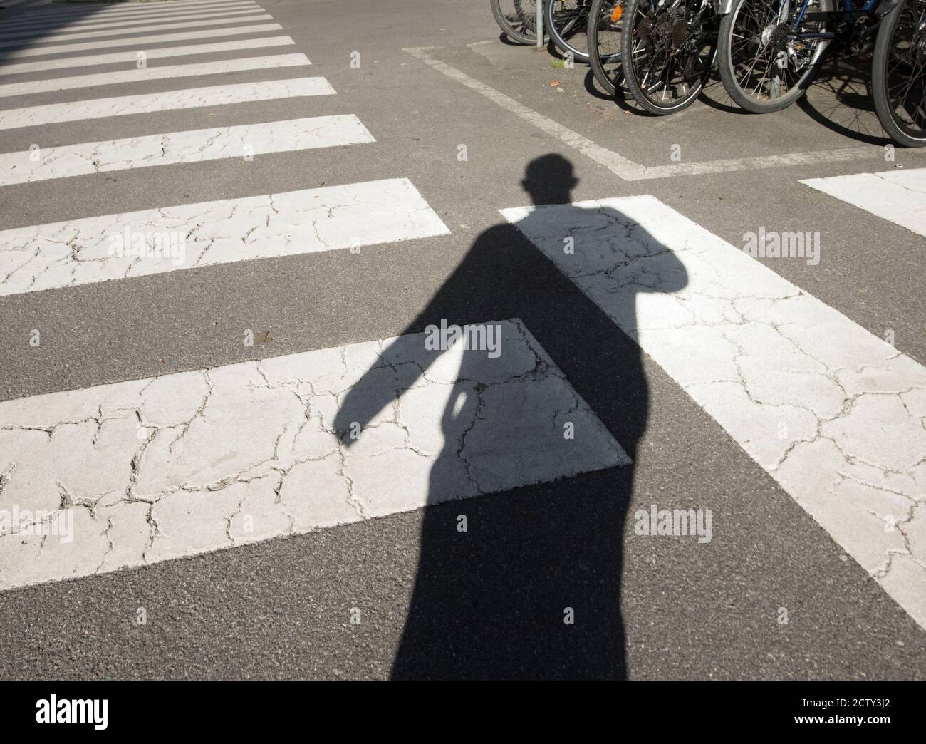 crosswalk, a road marking for pedestrian safety on the street Stock ...