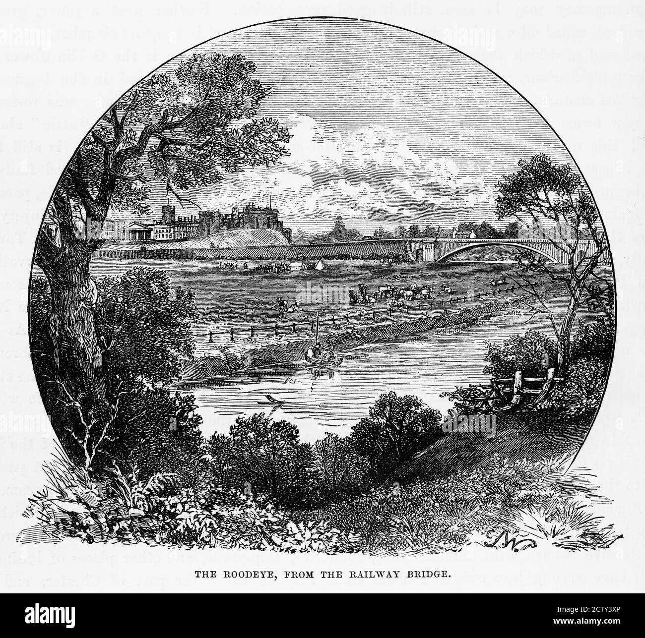 Roodeye from the Railway Bridge, Chester, England Victorian Engraving ...
