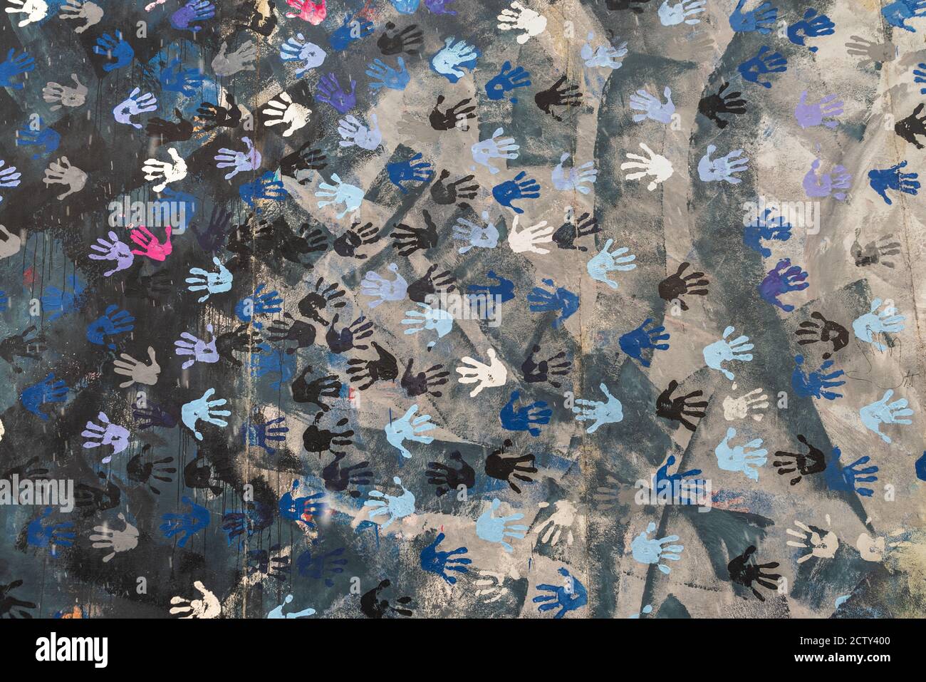 Berlin, Germany: 14 Jan 2019 - Mural 'Touch the Wall' with coloured ...
