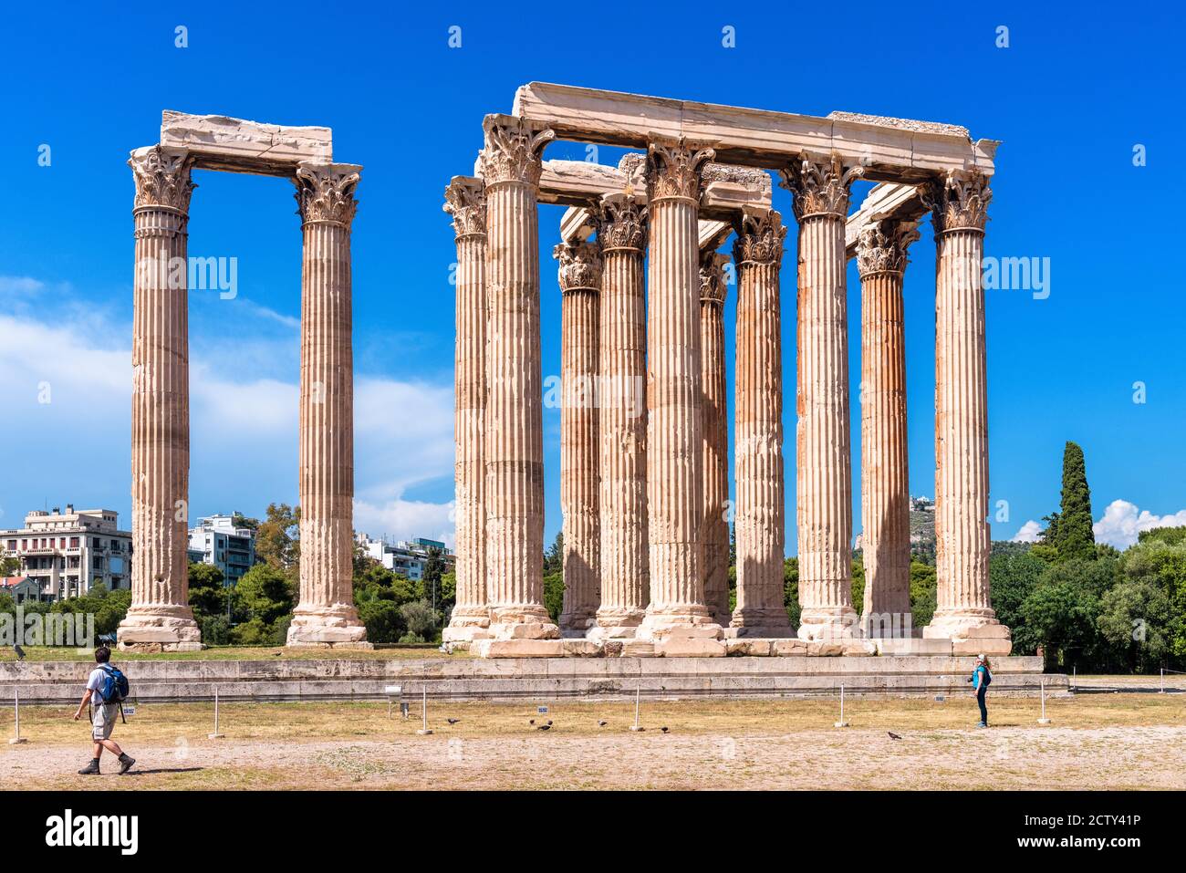Zeus temple in summer, Athens, Greece. It is famous landmark of Athens ...