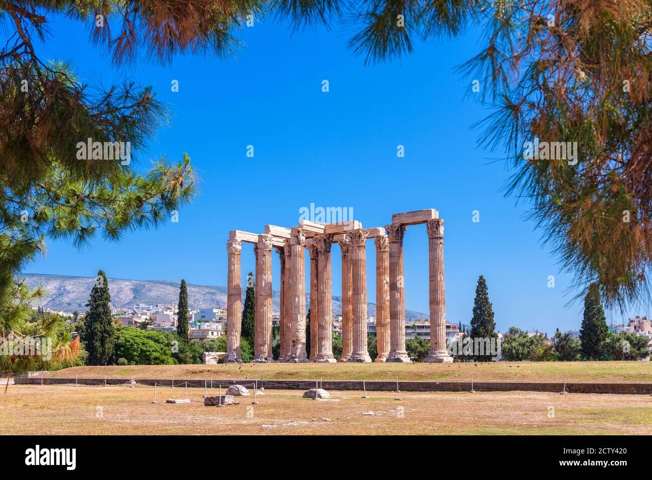 Zeus temple, majestic Ancient Greek ruins in Athens, Greece. It is ...
