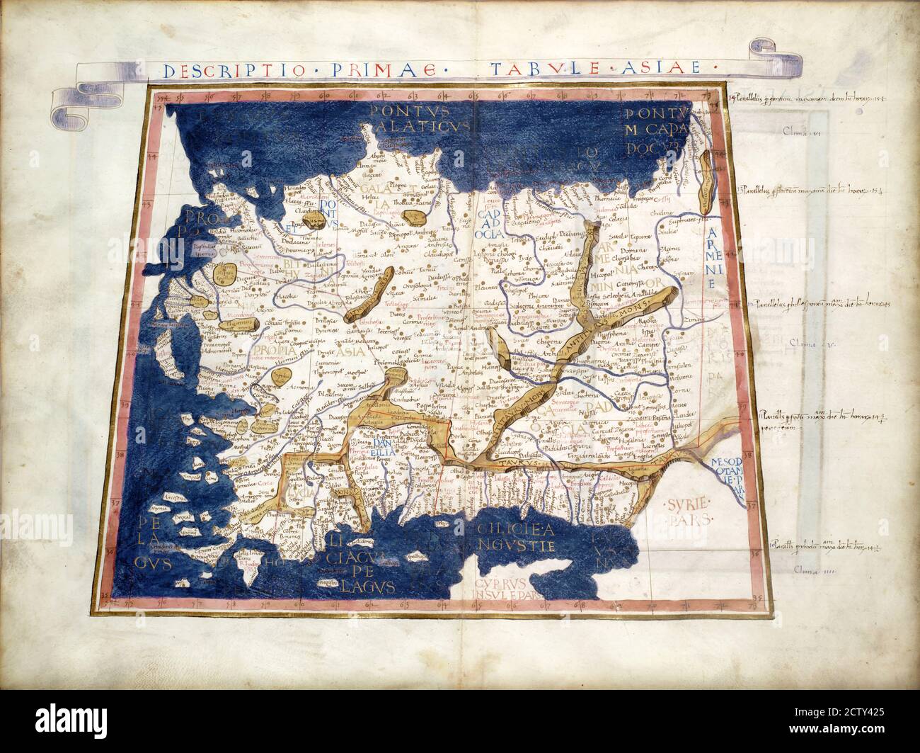 Turkey map from rare medieval book Geography by Claudius Ptolemy ...