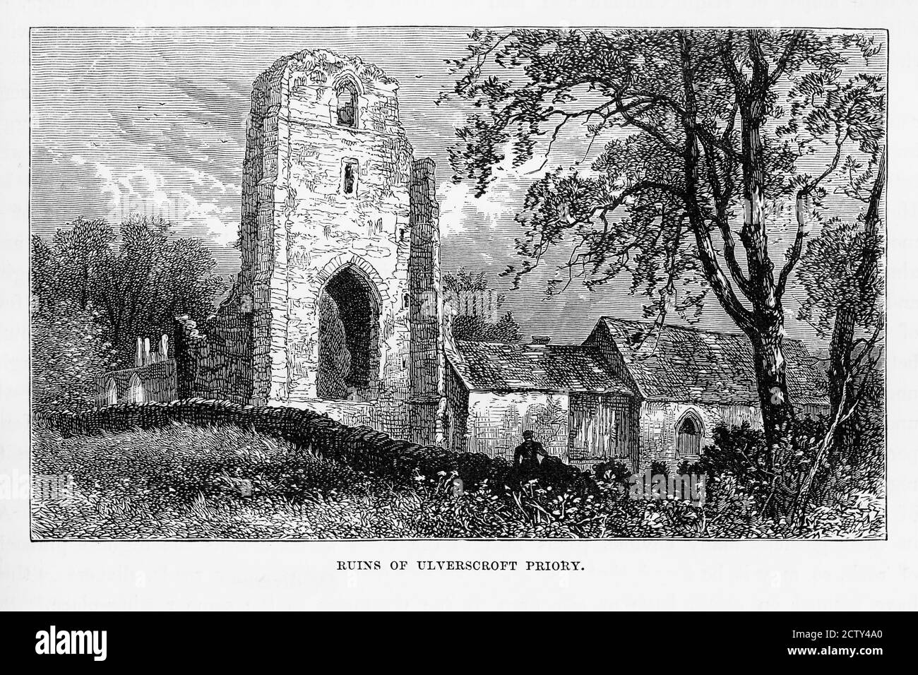 Ulverscroft Priory in Bradgate, England Victorian Engraving, 1840 Stock ...