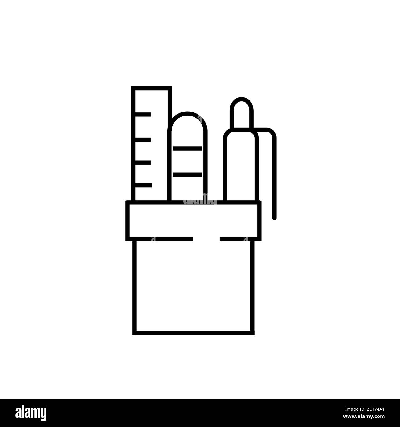 Vector icon of the brush, pencil, pen, ruler and marker in the holder ...