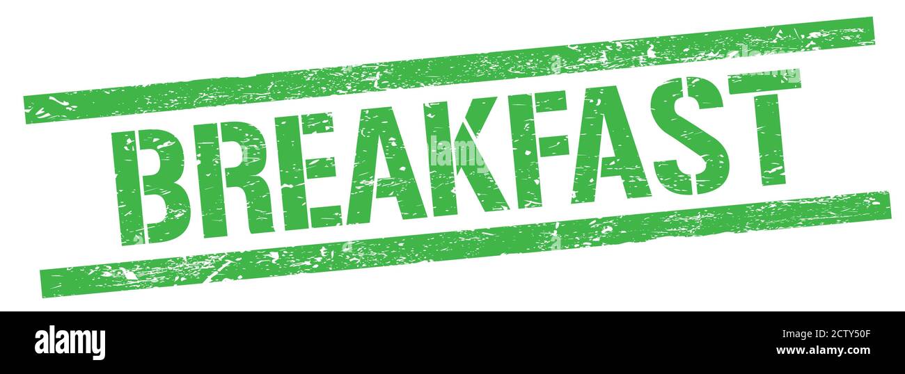 BREAKFAST text on green grungy rectangle stamp sign Stock Photo - Alamy
