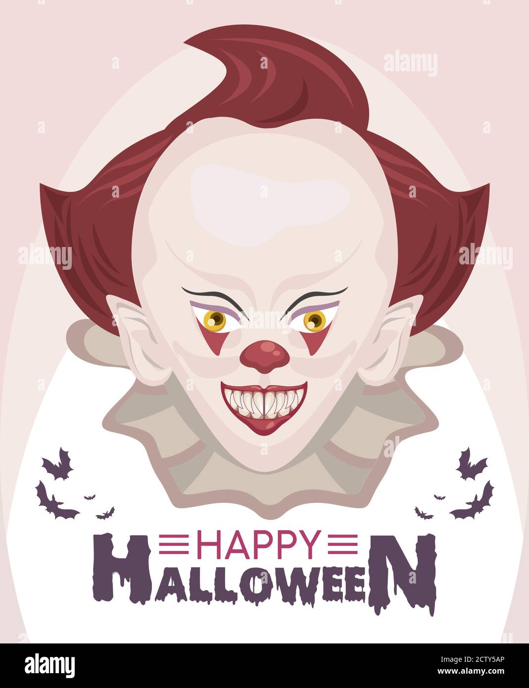 happy halloween horror celebration poster with evil clown vector ...