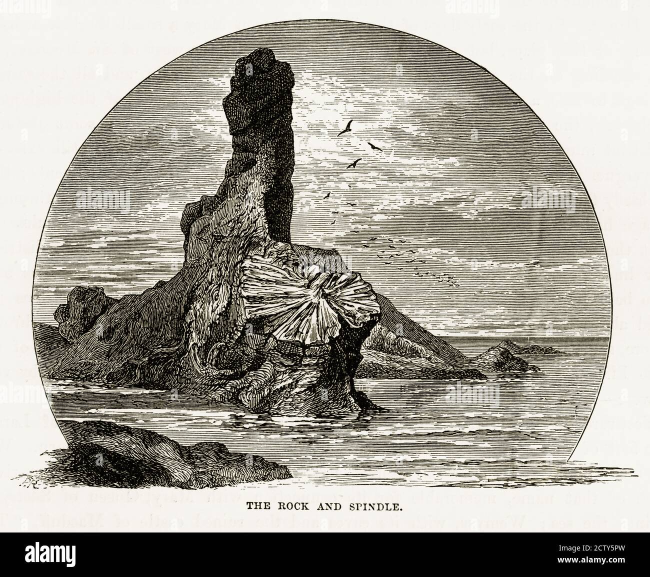 Rock and Spindle in St. Andrew’s, Scotland Victorian Engraving, 1840 ...