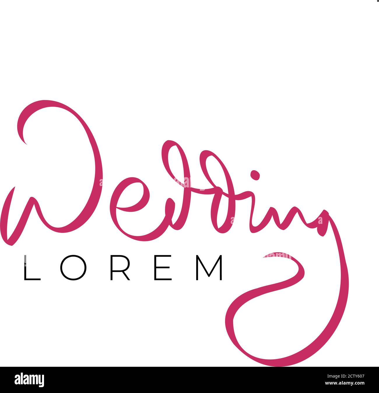 Wedding logo design template with hand lettering. Vector illustration ...