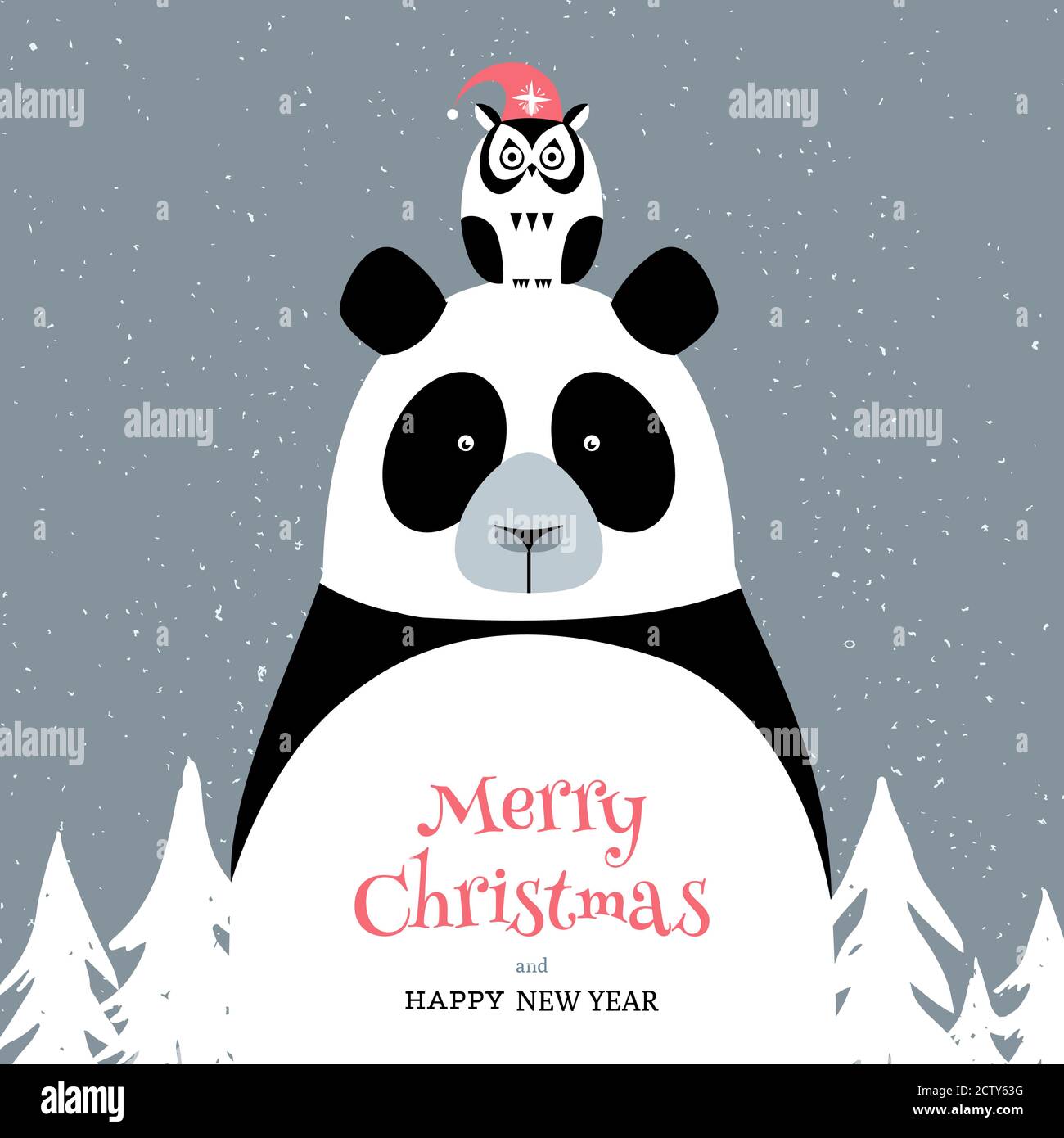 Merry christmas card with panda Stock Vector Image & Art - Alamy