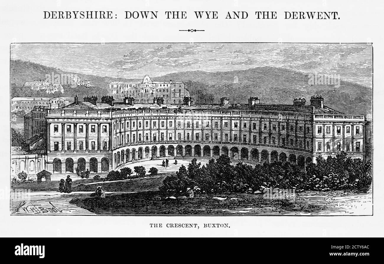 Buxton Crescent in Derbyshire, England Victorian Engraving, 1840 Stock ...