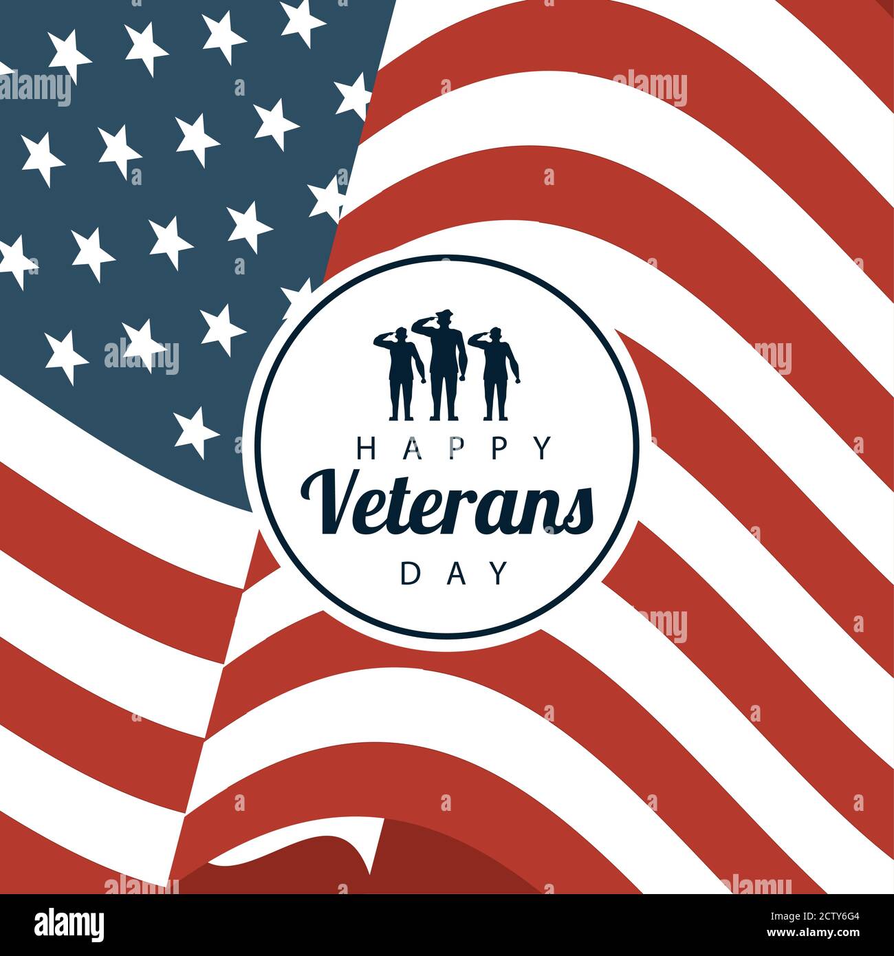 happy veterans day lettering in poster with soldiers in circular frame ...