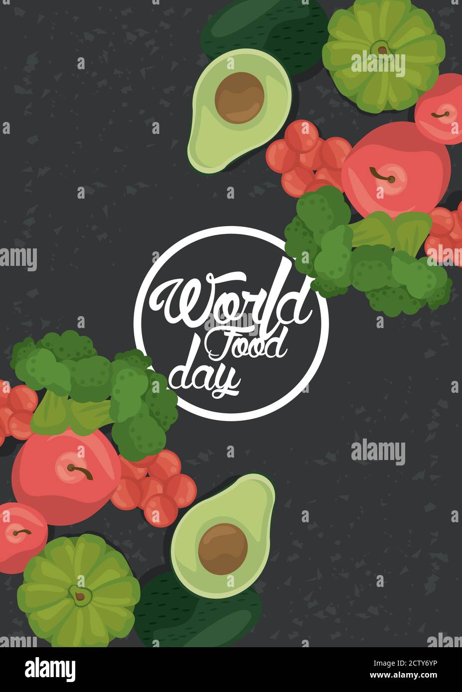 world food day circular frame with vegetables in black background ...