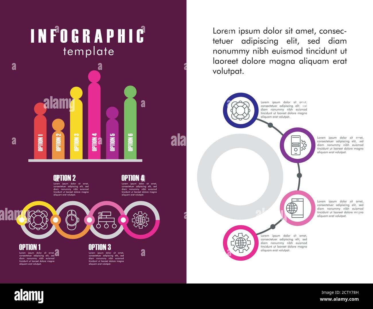 infographic template with statistics in white and purple background ...