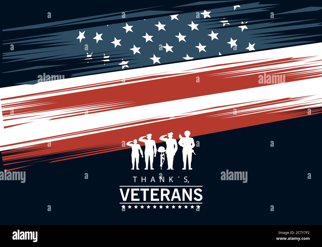 happy veterans day lettering in poster with silhouette soldiers and ...