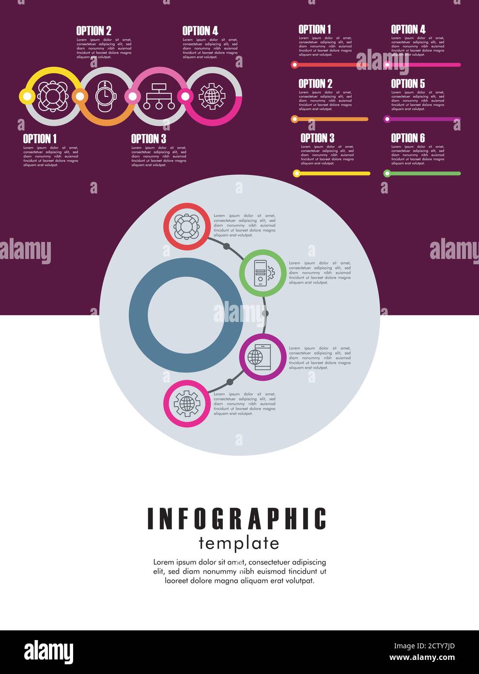 infographic template with statistics in white and purple background ...